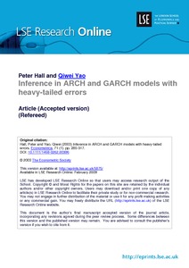 Inference in ARCH and GARCH models with heavy-tailed errors - LSE Research Online