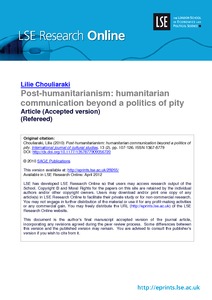 Post-humanitarianism: humanitarian communication beyond a politics of ...