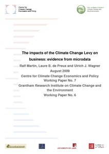 The impacts of climate change levy on business: evidence from microdata ...