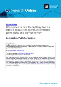Resistance to new technology: nuclear power, information technology and ...