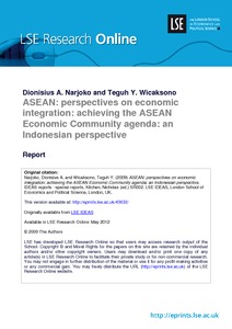 ASEAN: perspectives on economic integration: achieving the ASEAN ...